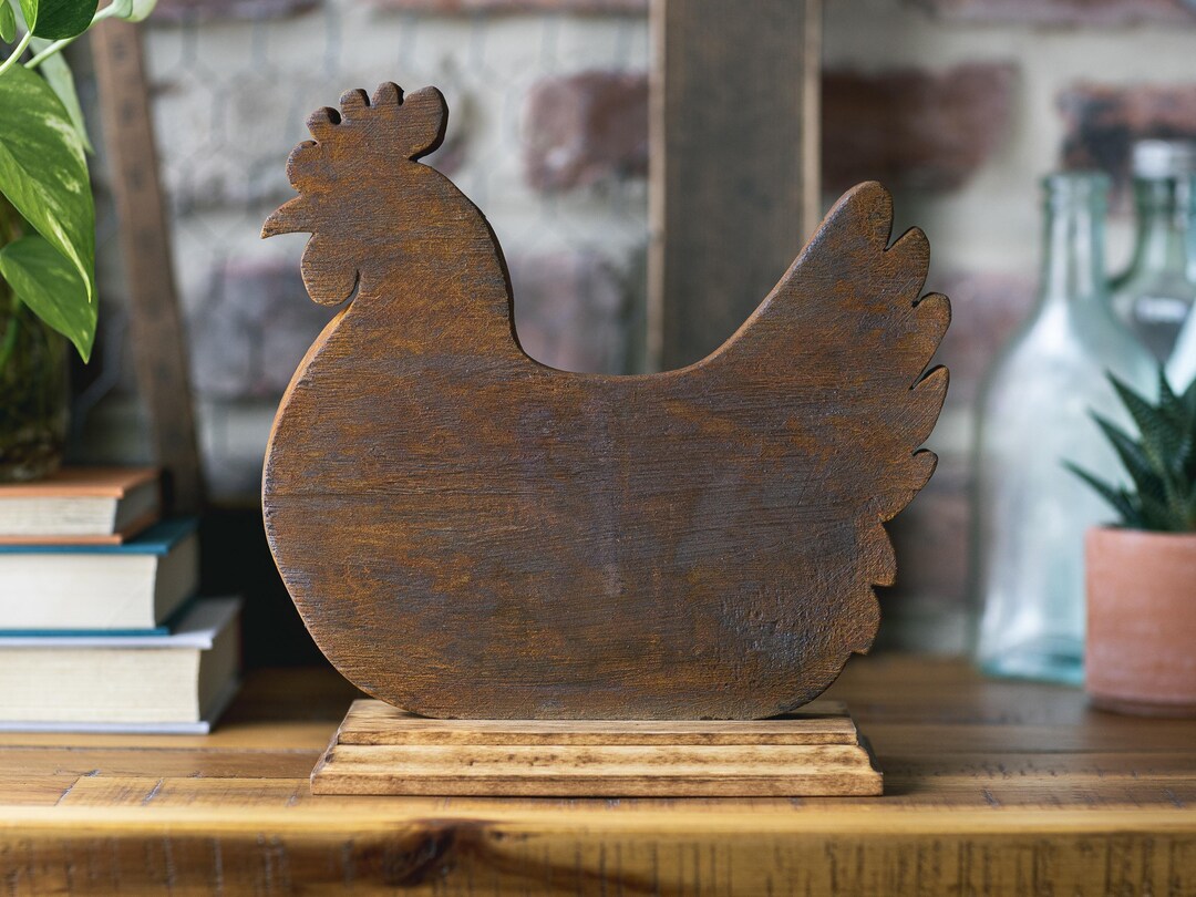 Handmade Wood Hen Chicken Home Decor – Rustic Distressed Farmhouse ...