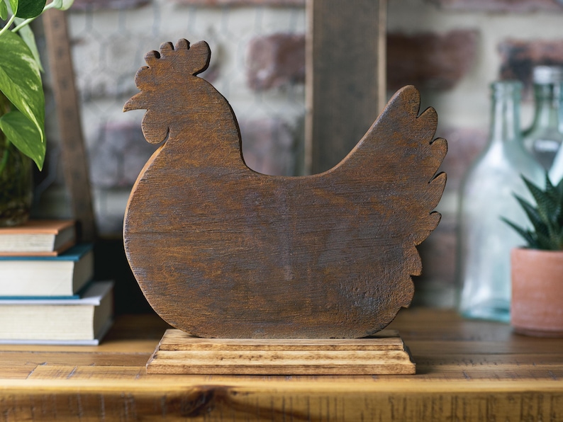 Handmade Wood Hen Chicken Home Decor – Rustic Distressed Farmhouse ...