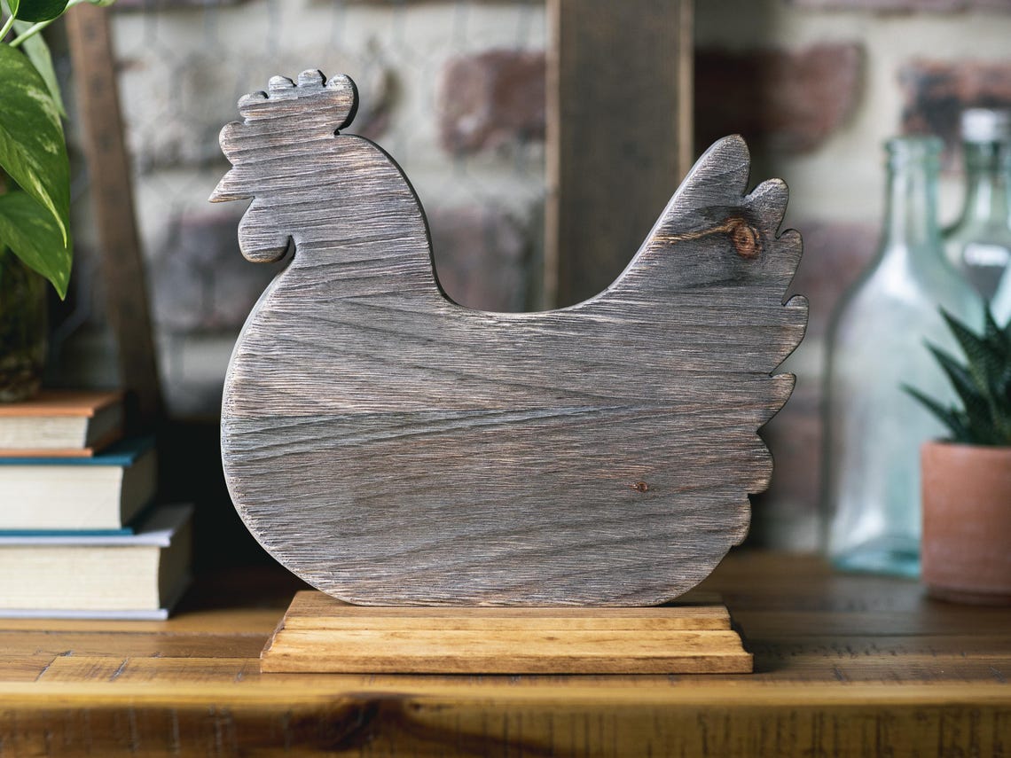 Handmade Wood Hen Chicken Home Decor – Rustic Distressed Farmhouse ...