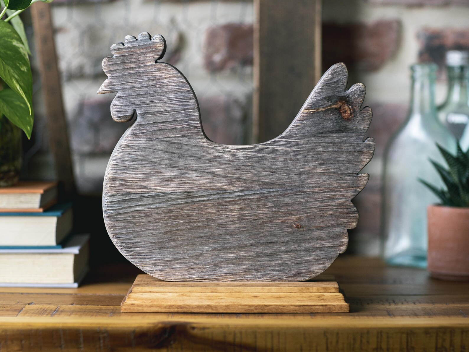 Handmade Wood Hen Chicken Home Decor – Rustic Distressed Farmhouse ...