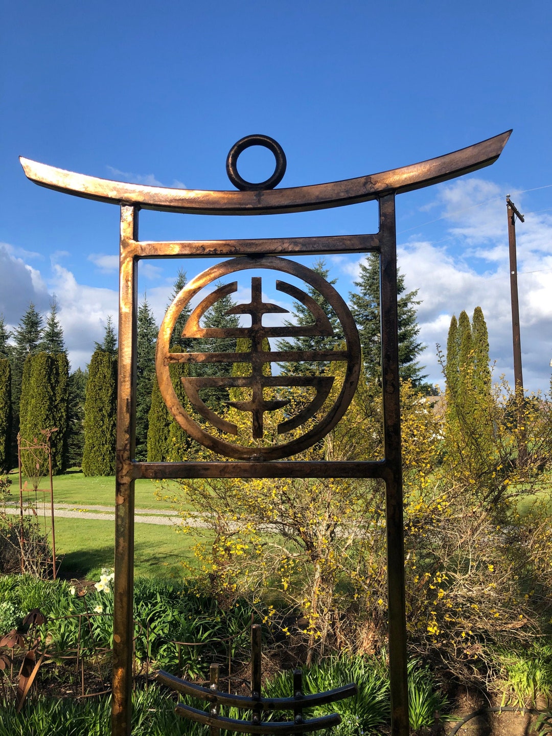 Metal Garden Trellis With Japanese Kanji Symbol for longevity Garden ...