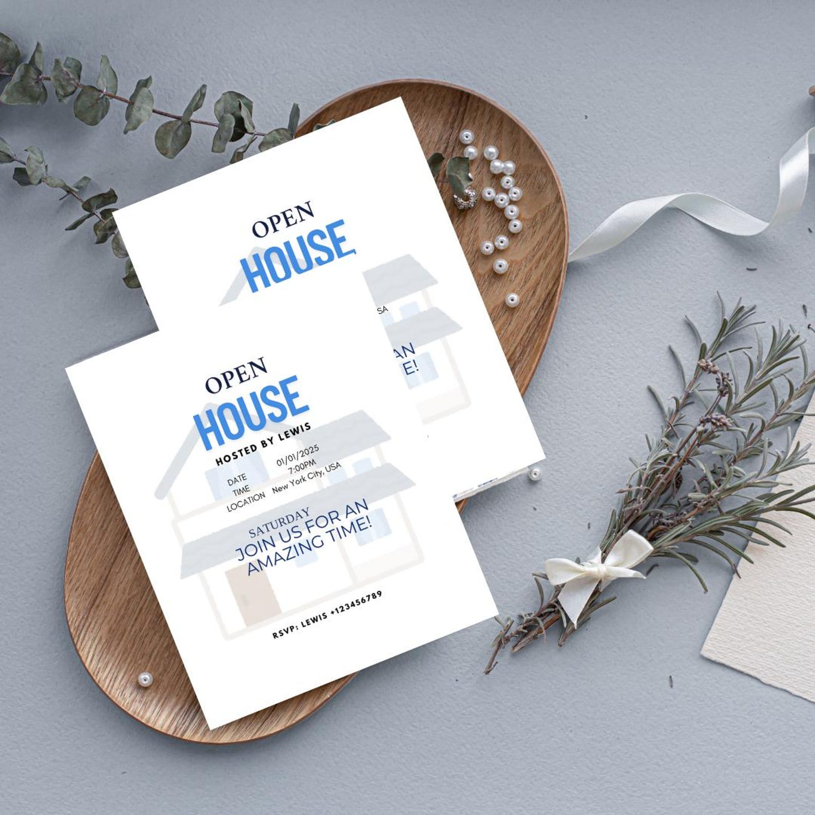House Invitation Card Canva Template - Etsy