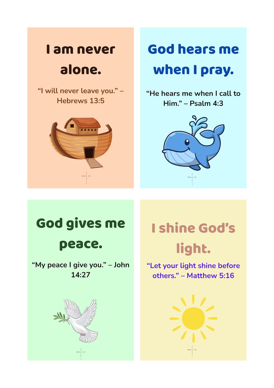 Christian Affirmation Cards for Kids: Bible Verse Printables (digital ...