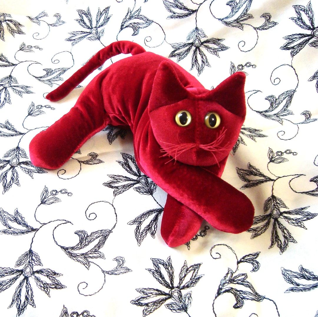 Red Velvet Cat, Valentine Gift, Floppy Soft , July Ruby Birthday - Etsy