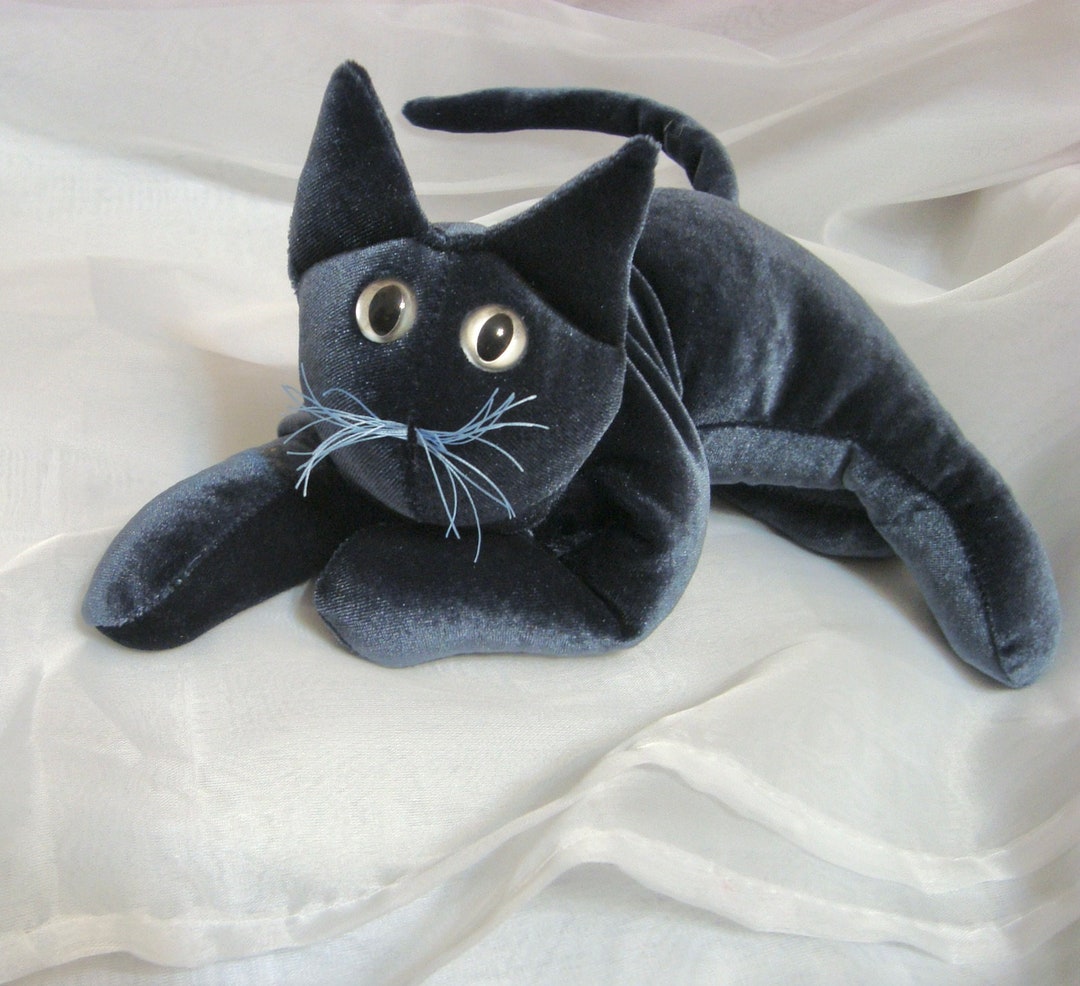 Slate, Russian Blue Collectible Velvet Cat, Dark Grey Cat With Blue ...