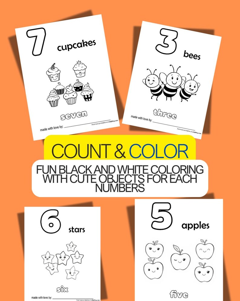 Numbers 1-10 Coloring Pages for Kids – Cute Count and Color Activity ...