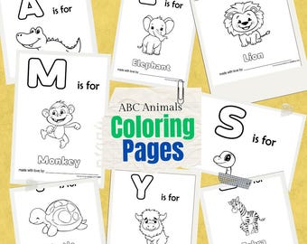ABC Animals Printable Coloring Book - Digital Download 26 Pages - Etsy