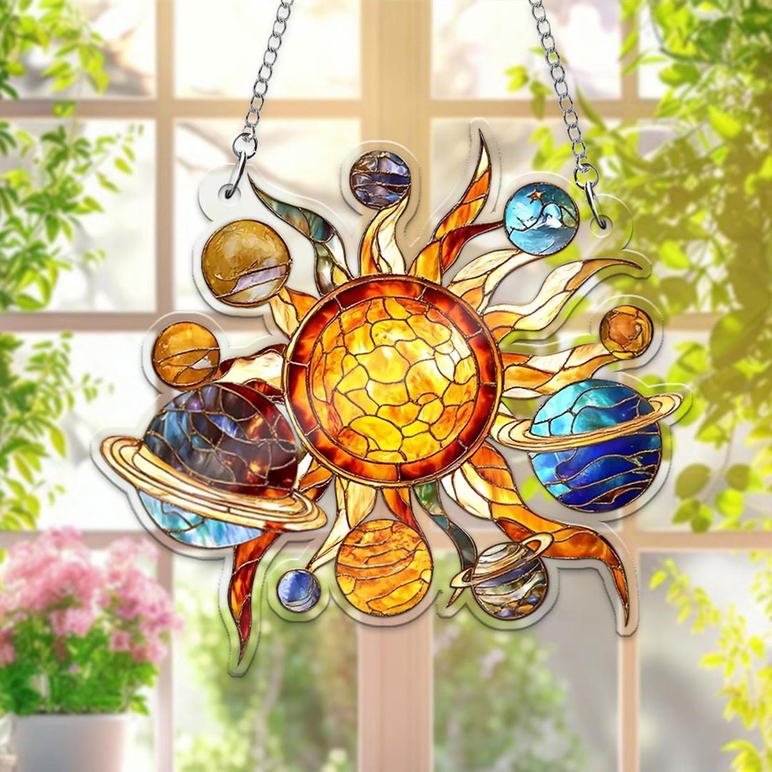 Solar System Acrylic Suncatcher – Galaxy Window Hanging Decor, Planet ...