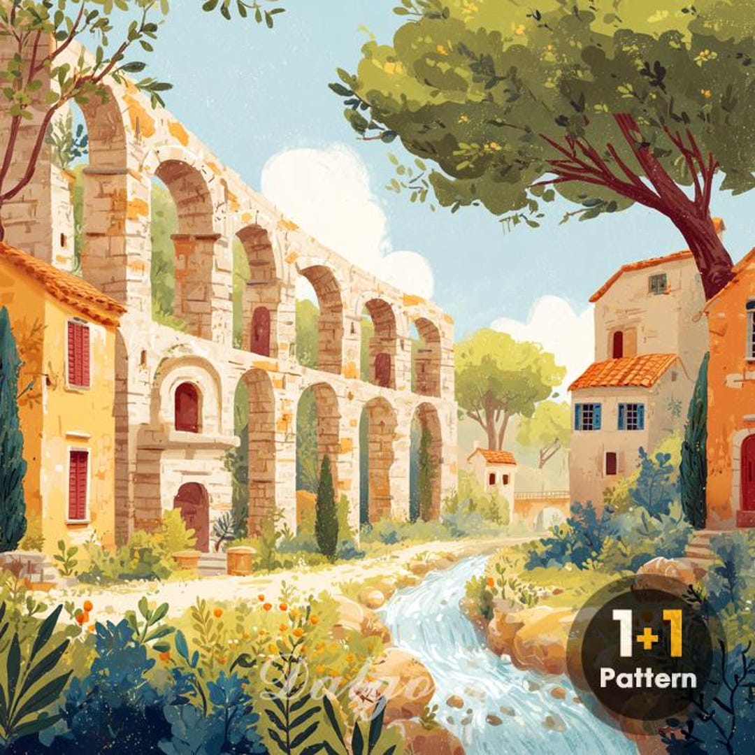 Roman Aqueducts PDF Cross Stitch Pattern Full Coverage (instant ...