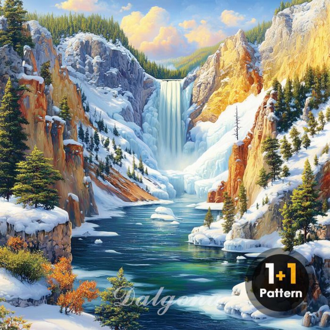 DAL0179 Winter Waterfall PDF Cross Stitch Pattern Full Coverage ...