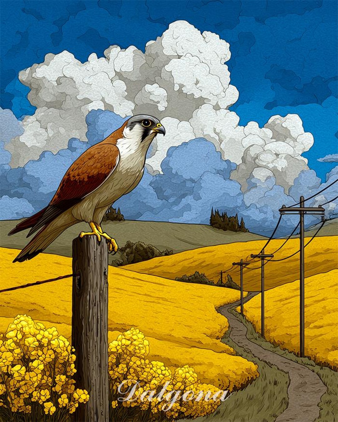 No0163 Kestrel PDF Pattern Full Coverage Cross Stitch Hand Embroidery Pattern Counted Cross ...