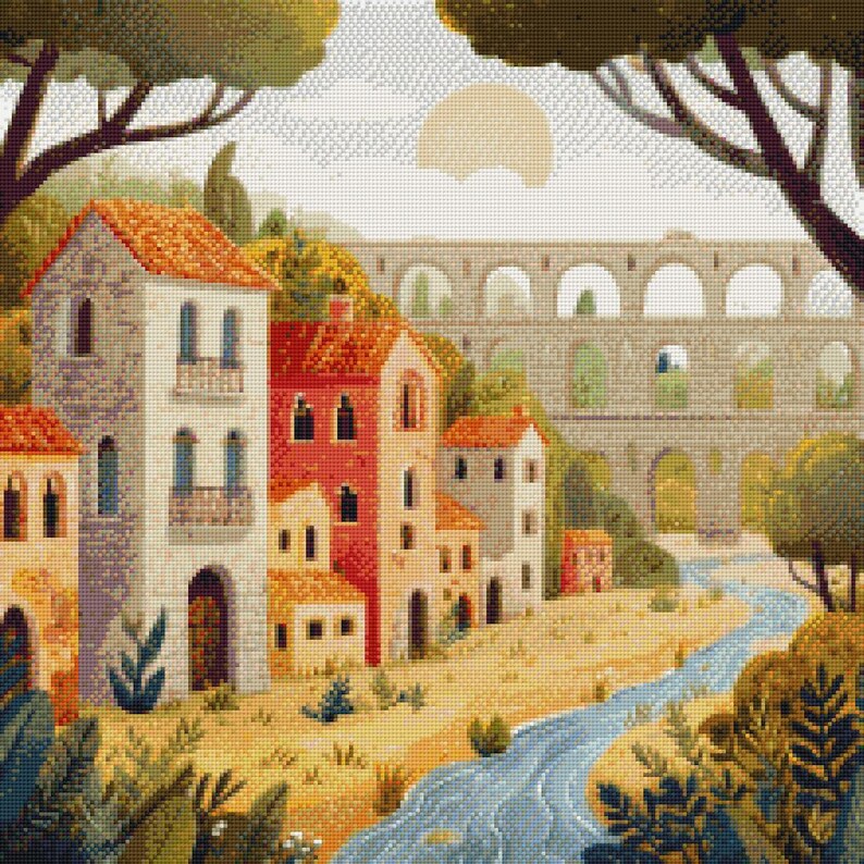 Roman Aqueducts PDF Cross Stitch Pattern Full Coverage (instant ...