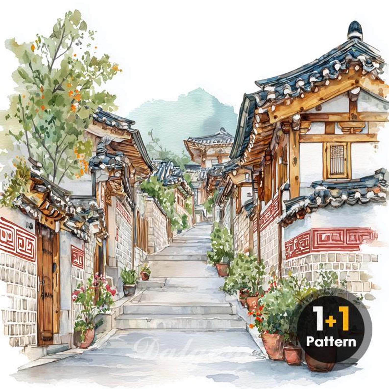 DAL0117 Bukchon Hanok Village in Seoul PDF Cross Stitch Pattern Full ...