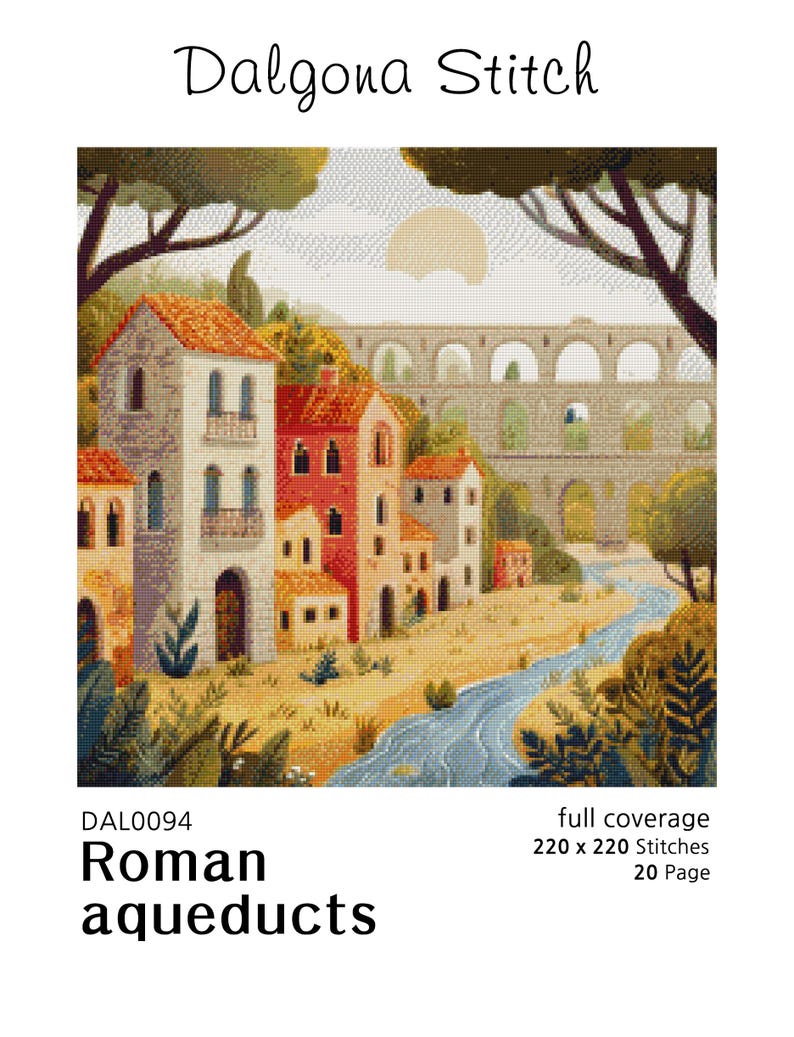 Roman Aqueducts PDF Cross Stitch Pattern Full Coverage (instant ...