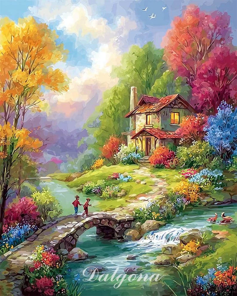 No0178 House in the Forest PDF Pattern Full Coverage Cross Stitch Hand Embroidery Pattern ...