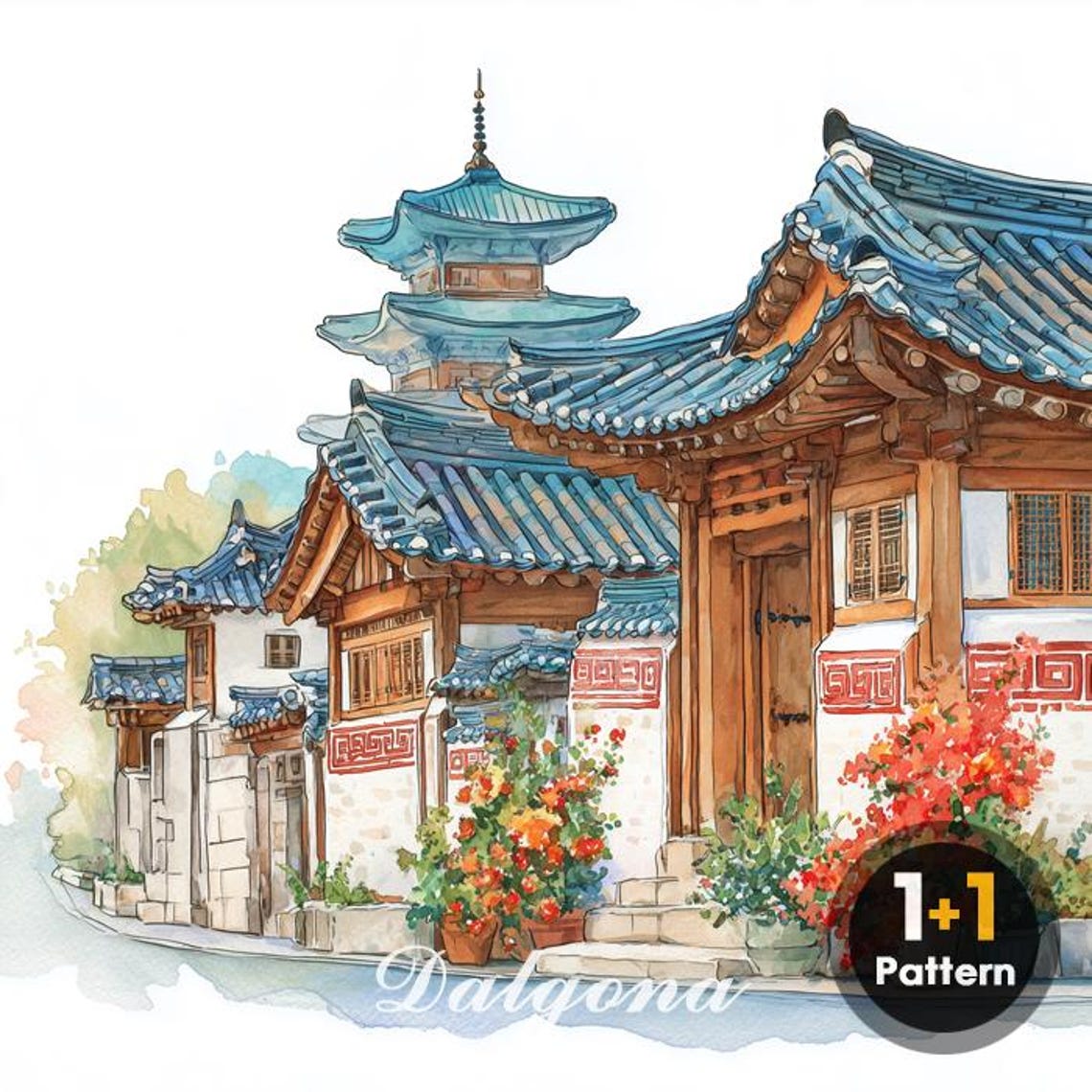 DAL0117 Bukchon Hanok Village in Seoul PDF Cross Stitch Pattern Full ...