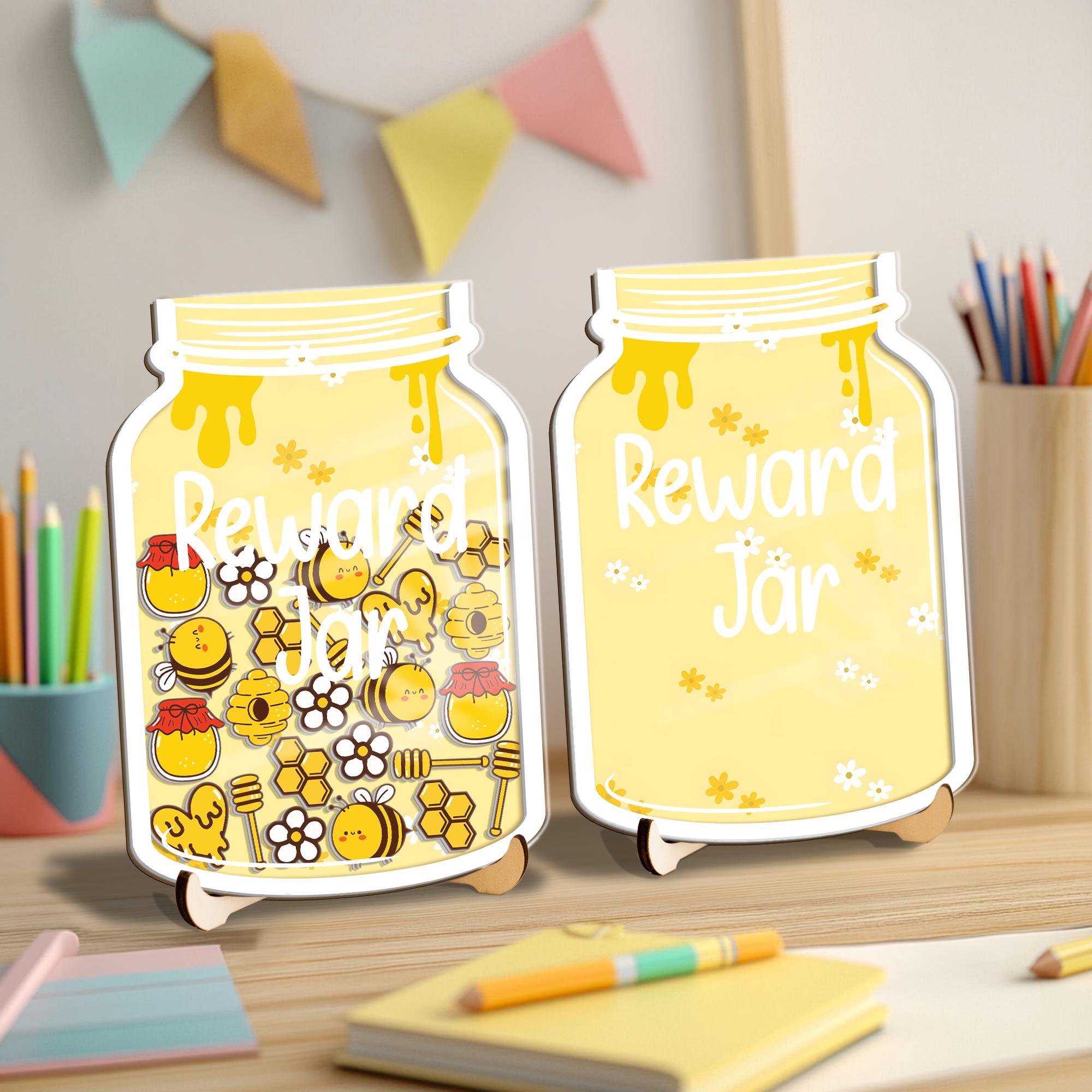 Custom Classroom Reward Jar for Teacher, Bee Honey Magnetic Reward Jar ...