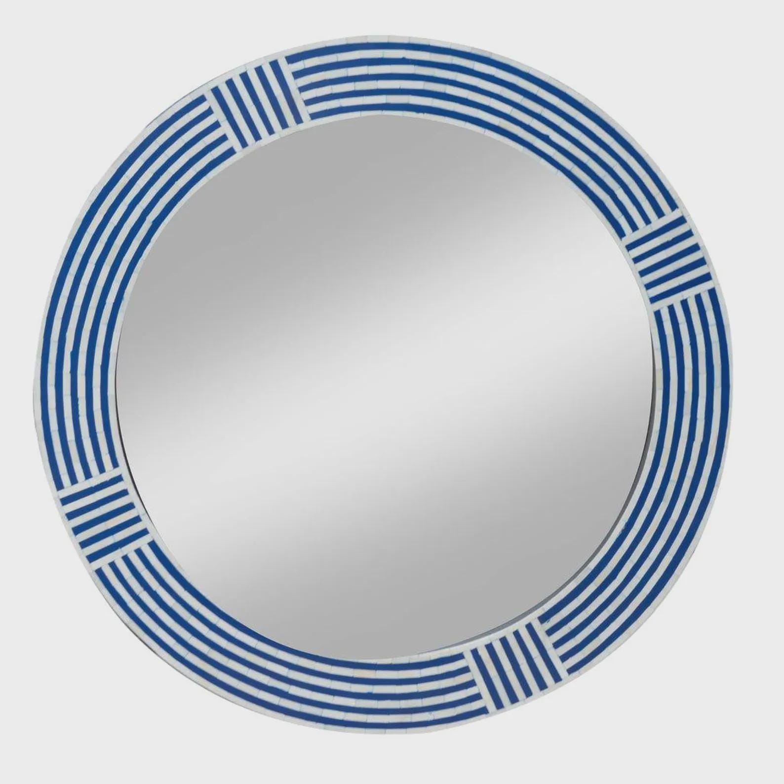 Handmade Bone Inlay Round Mirror Frame – Inlaid Wall Mirror | Boho Home ...