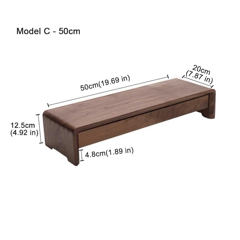 Walnut Wood Monitor Stand With Drawer, Ergonomic Desk Organizer - Etsy