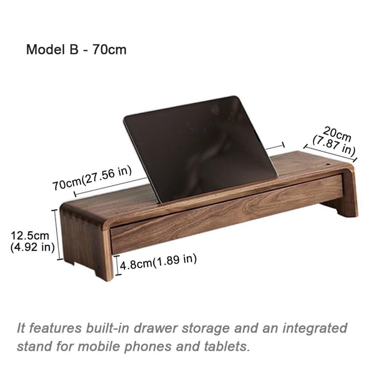 Walnut Wood Monitor Stand With Drawer, Ergonomic Desk Organizer - Etsy