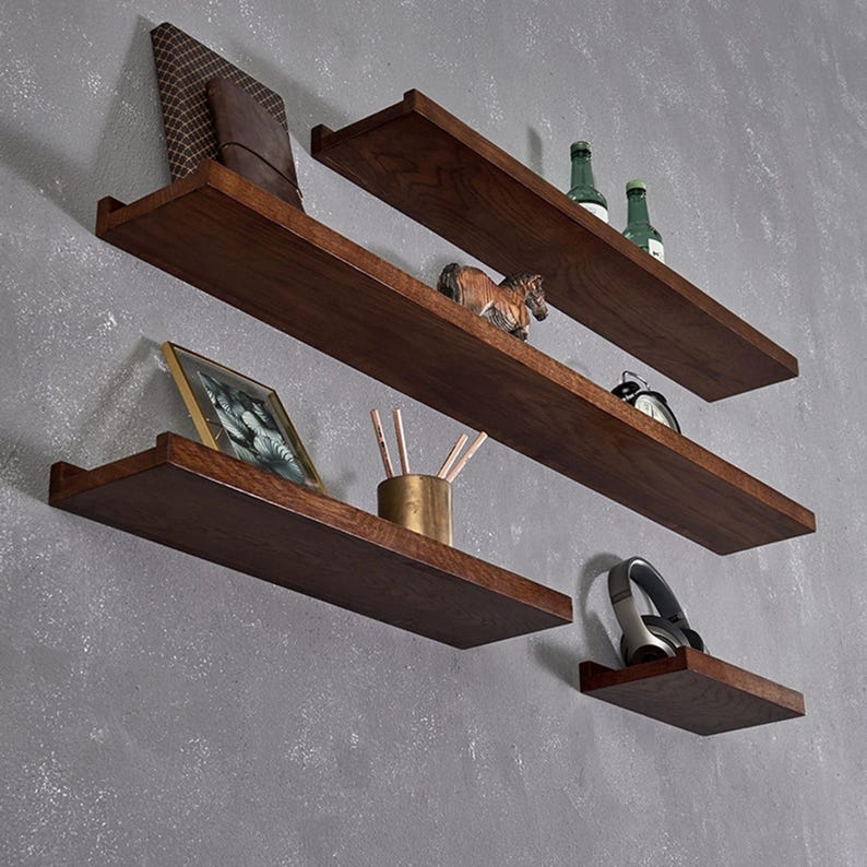 Solid Wood Floating Shelves,floating Shelf,handmade From Natural Wood ...