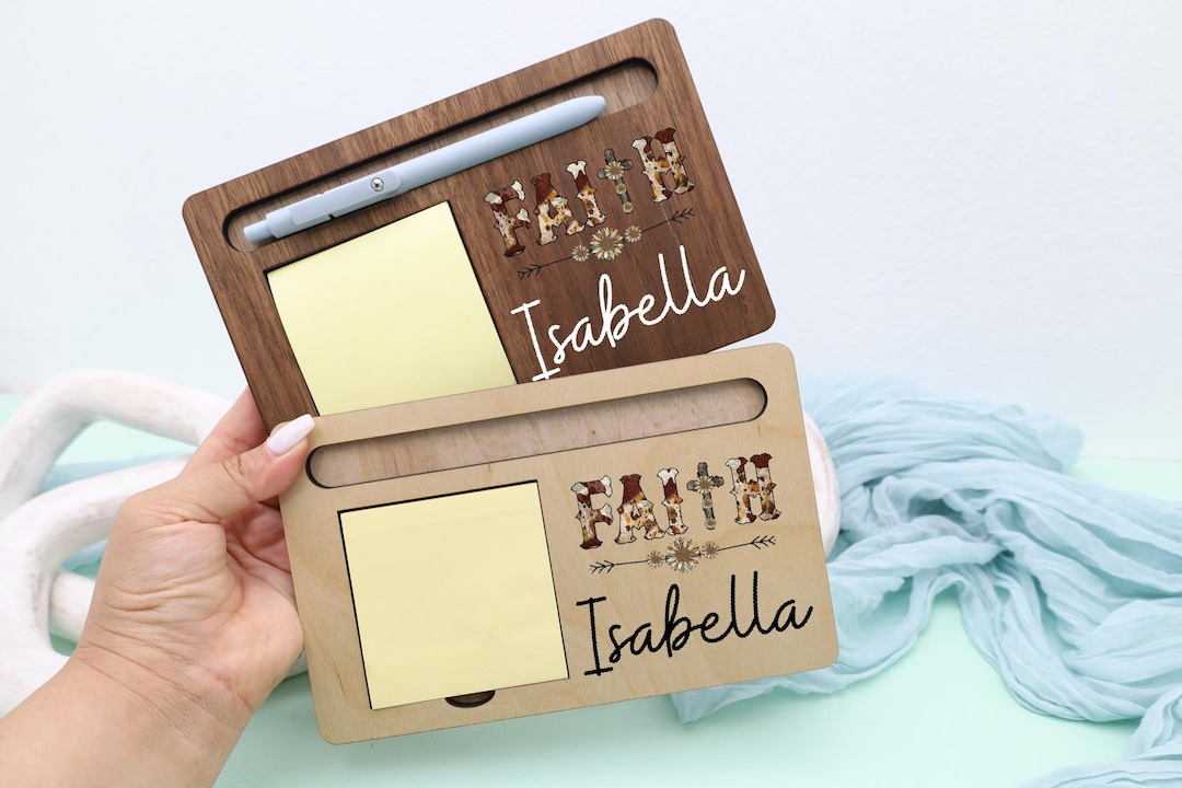 Personalized Faith Sticky Note Holder, Custom Name Desk Organizer ...