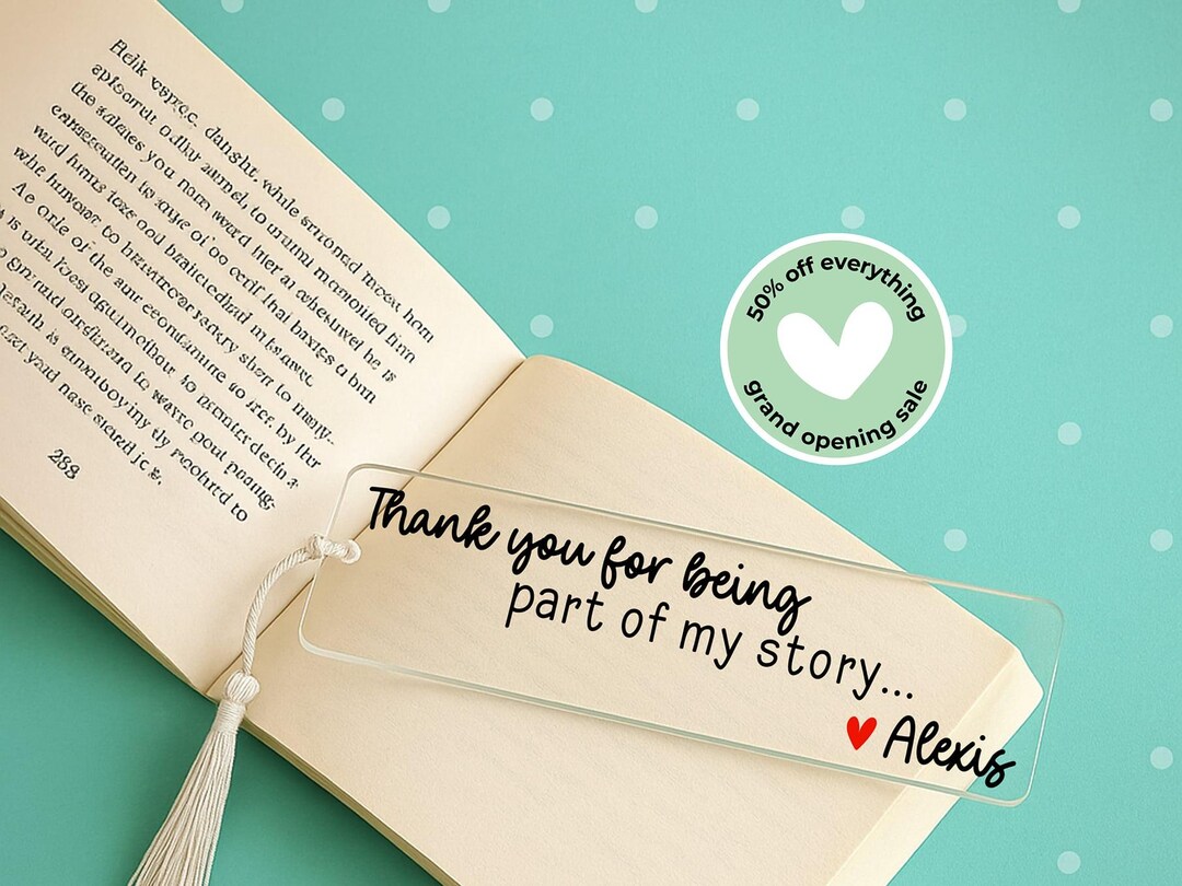 Personalized Acrylic Bookmark, Thank You Bookmark, Book Lover Gift ...