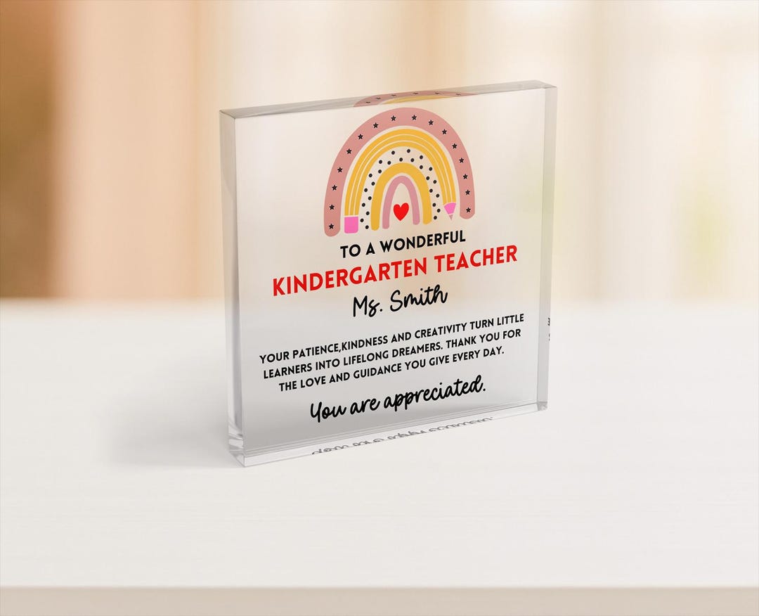 Kindergarten Teacher Appreciation Gift, Personalized Teacher Thank You ...