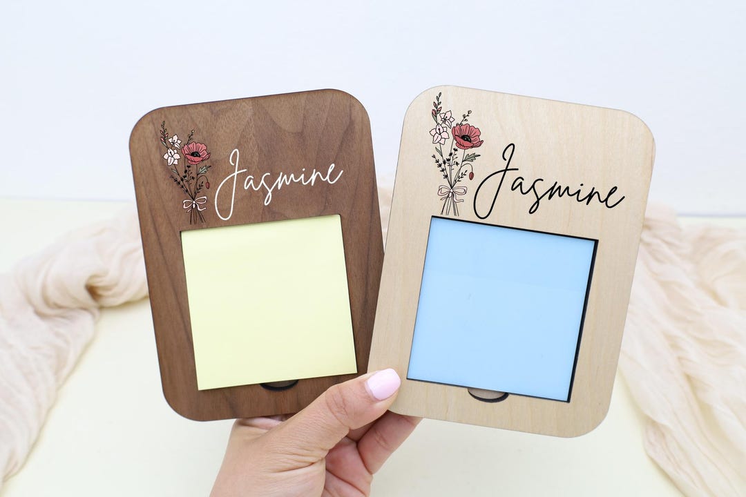 Personalized Sticky Note Holder, Floral Stationery, Office Decor ...