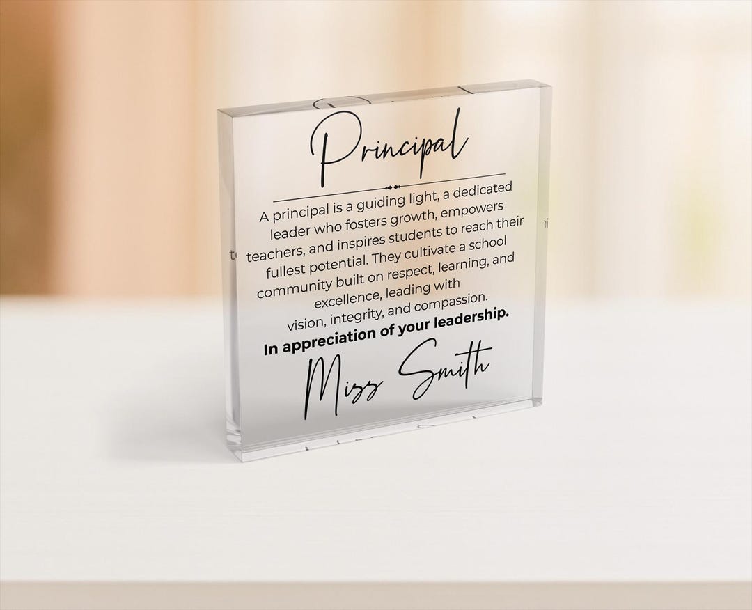 Principal Appreciation Gift, Personalized Principal Gift, School ...