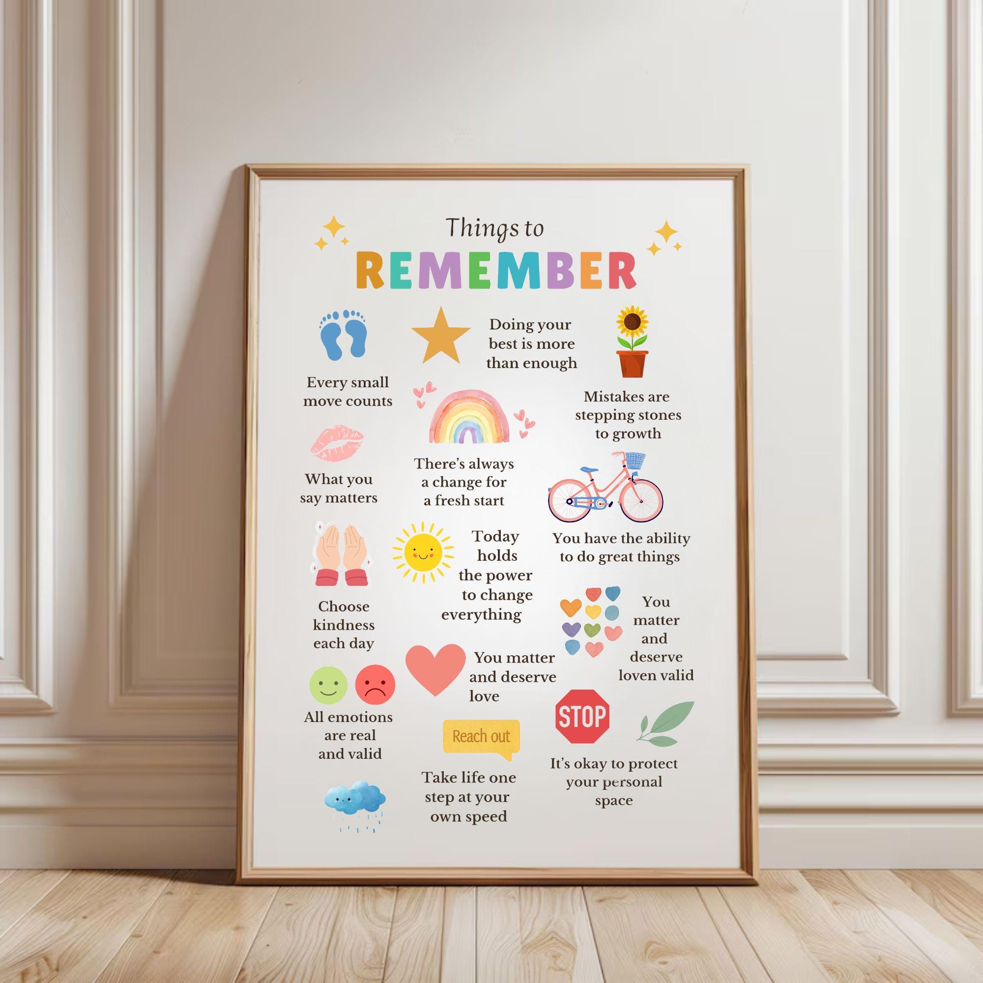 Things to Remember Poster, Positive Affirmations, Calming Corner Print ...