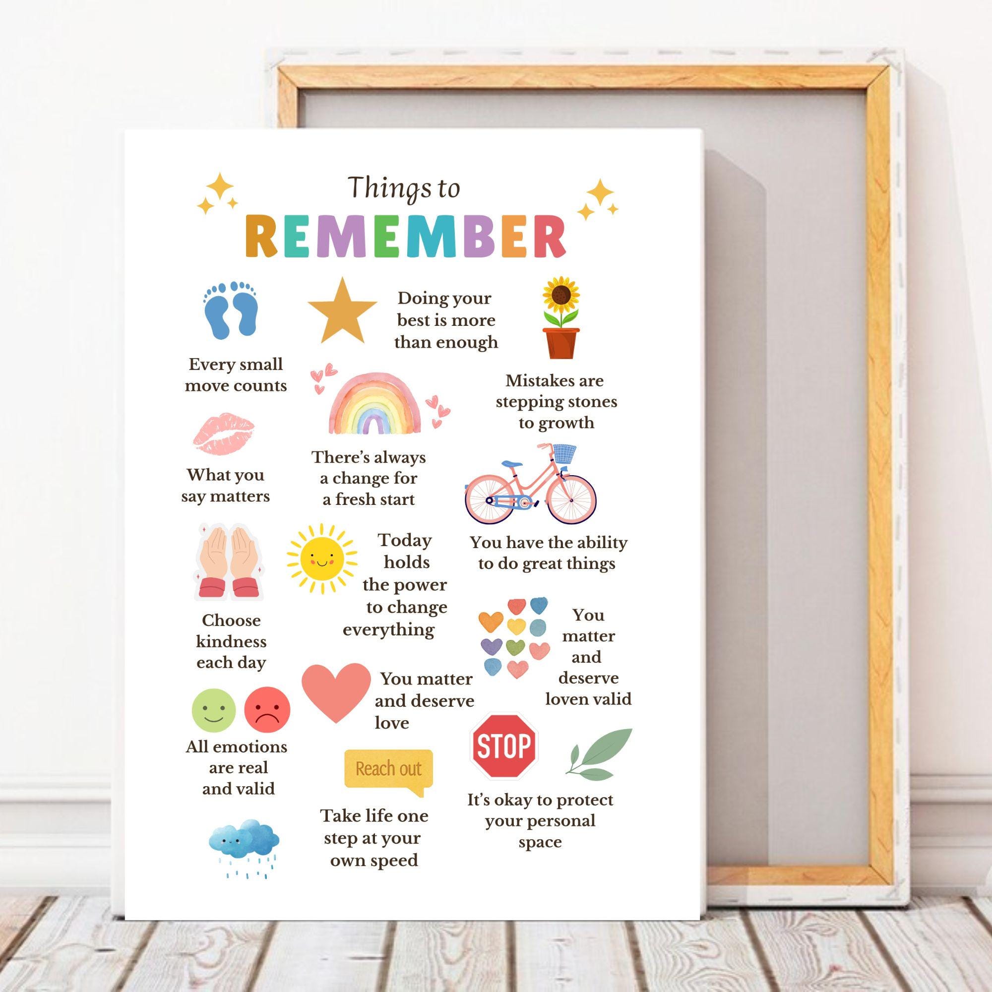Things to Remember Poster, Positive Affirmations, Calming Corner Print ...