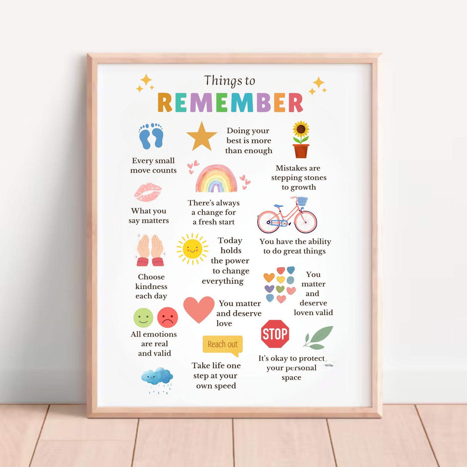 Things to Remember Poster, Positive Affirmations, Calming Corner Print ...