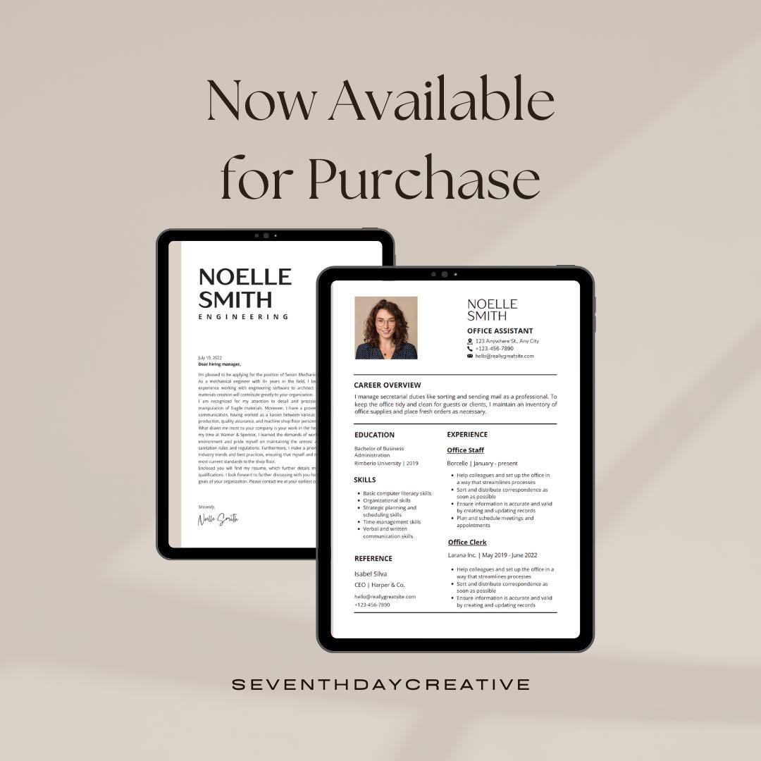 Professional Neutral Resume & Cover Letter | Editable Template - Etsy