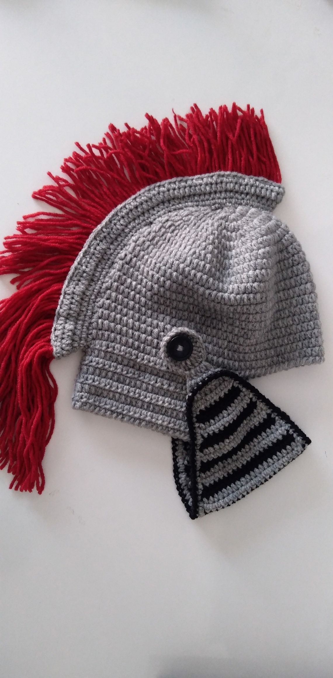 Crochet Knight Hat With Fringe -gladiator-medieval Knight Helmet Hat ...