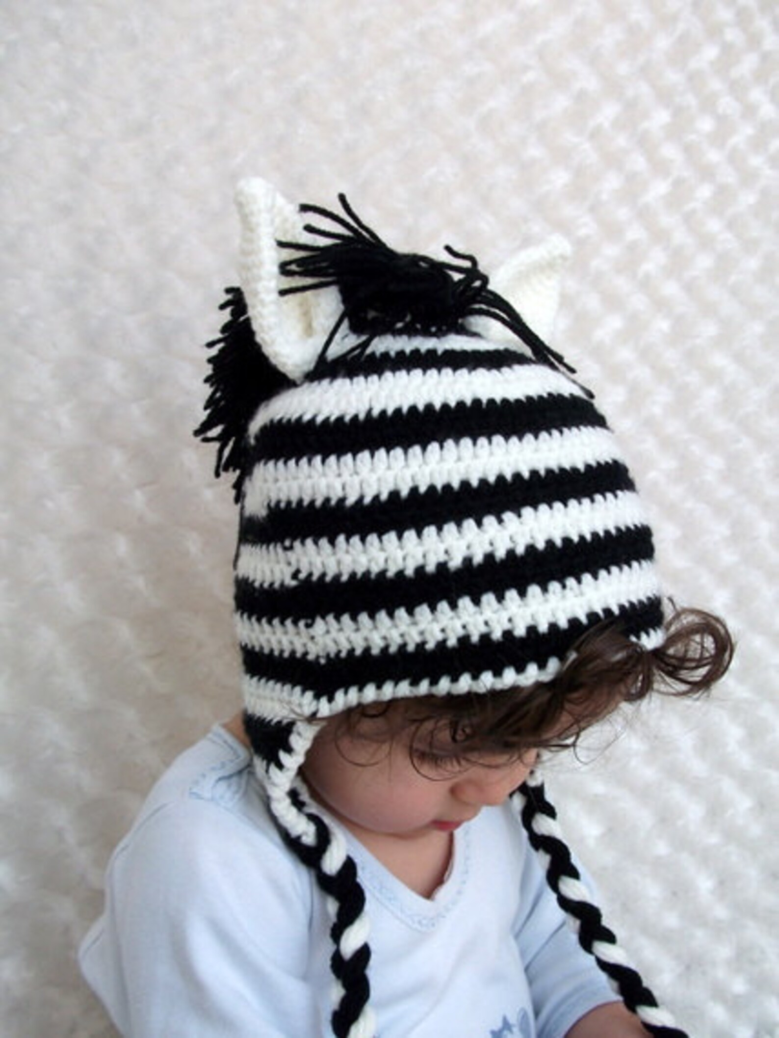 Crochet Zebra Hat With Ear Flaps Photography Prop for - Etsy