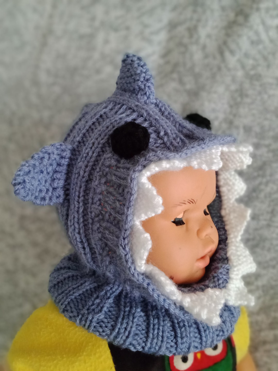 Shark Knit Ski Hat-unisex Berets-snow Hat Face Mask-winter Full Face ...