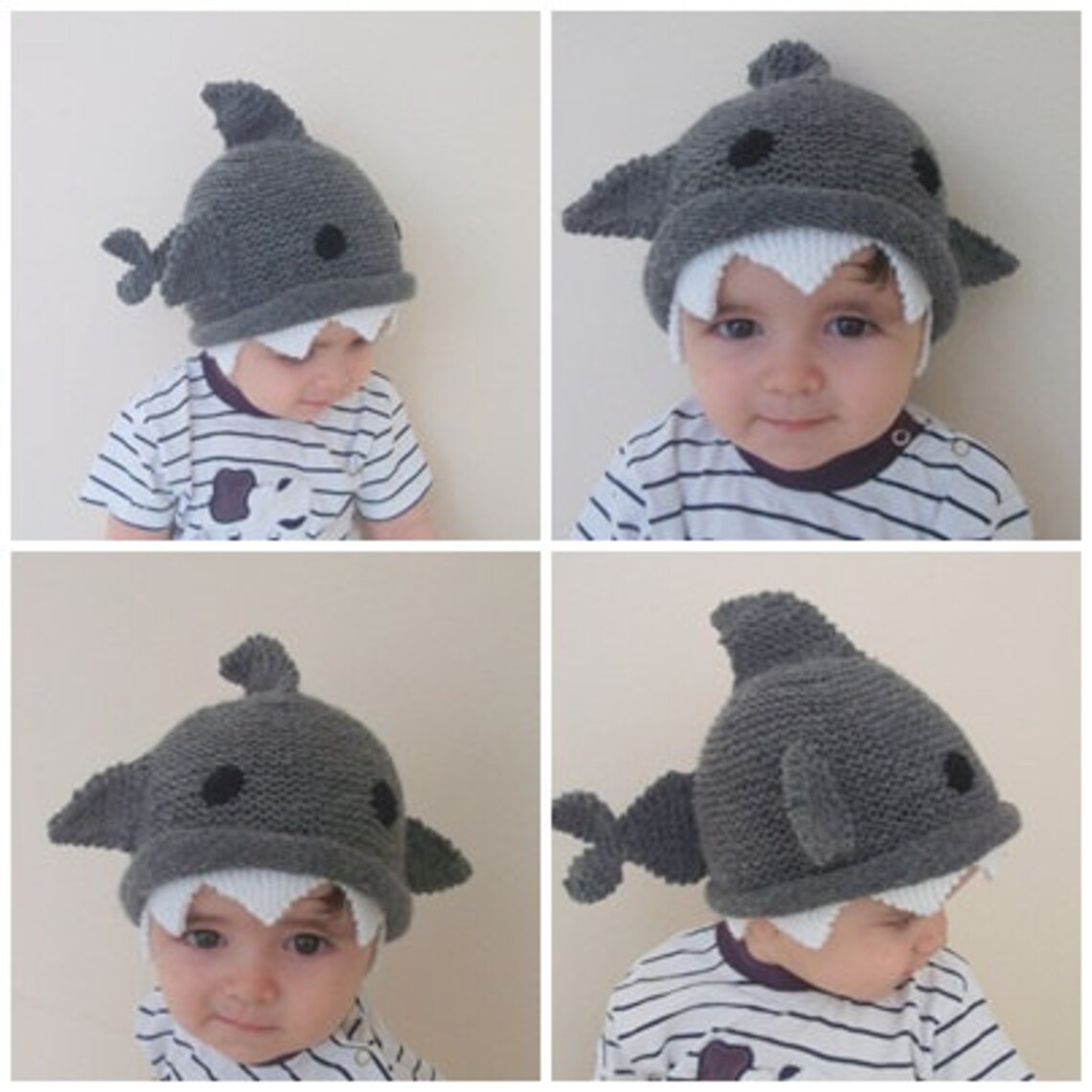 Shark Hat -knitting Baby Hat - for Baby or Toddler-size 6-12 Months ...