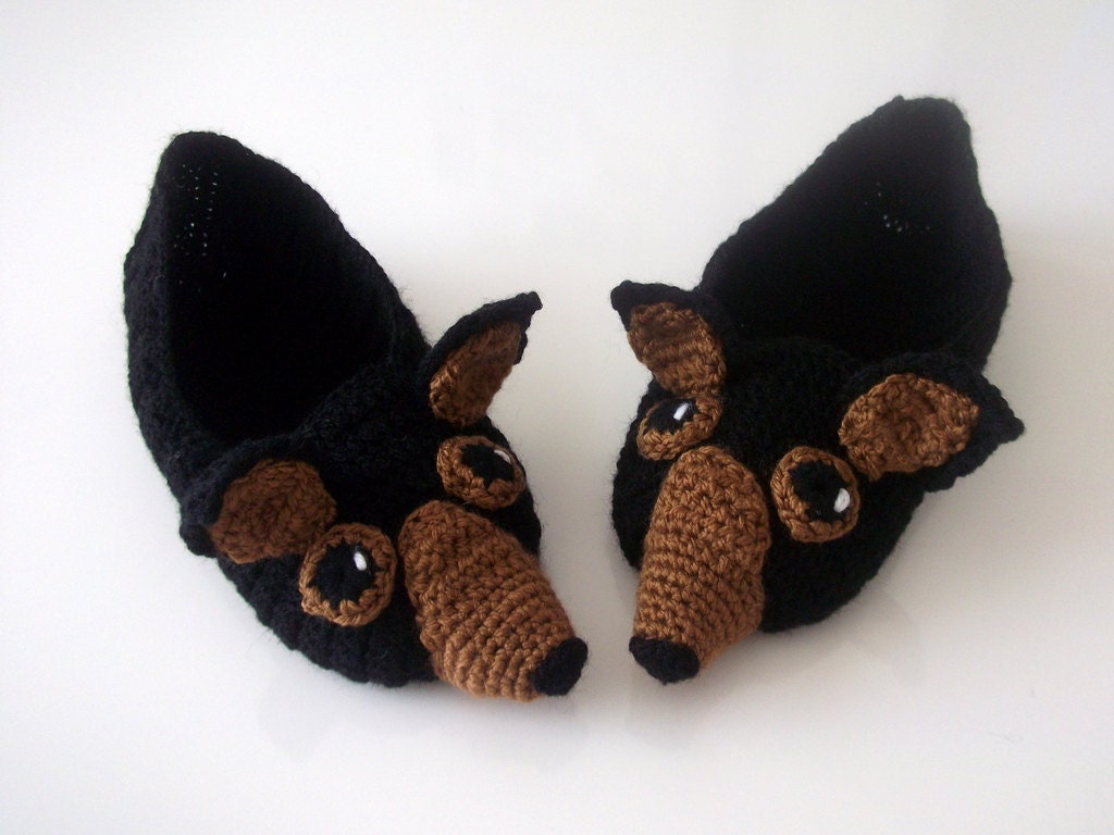 Crochet Chihuahua Slippers-brown and Black-crochet Dog Slippers ...