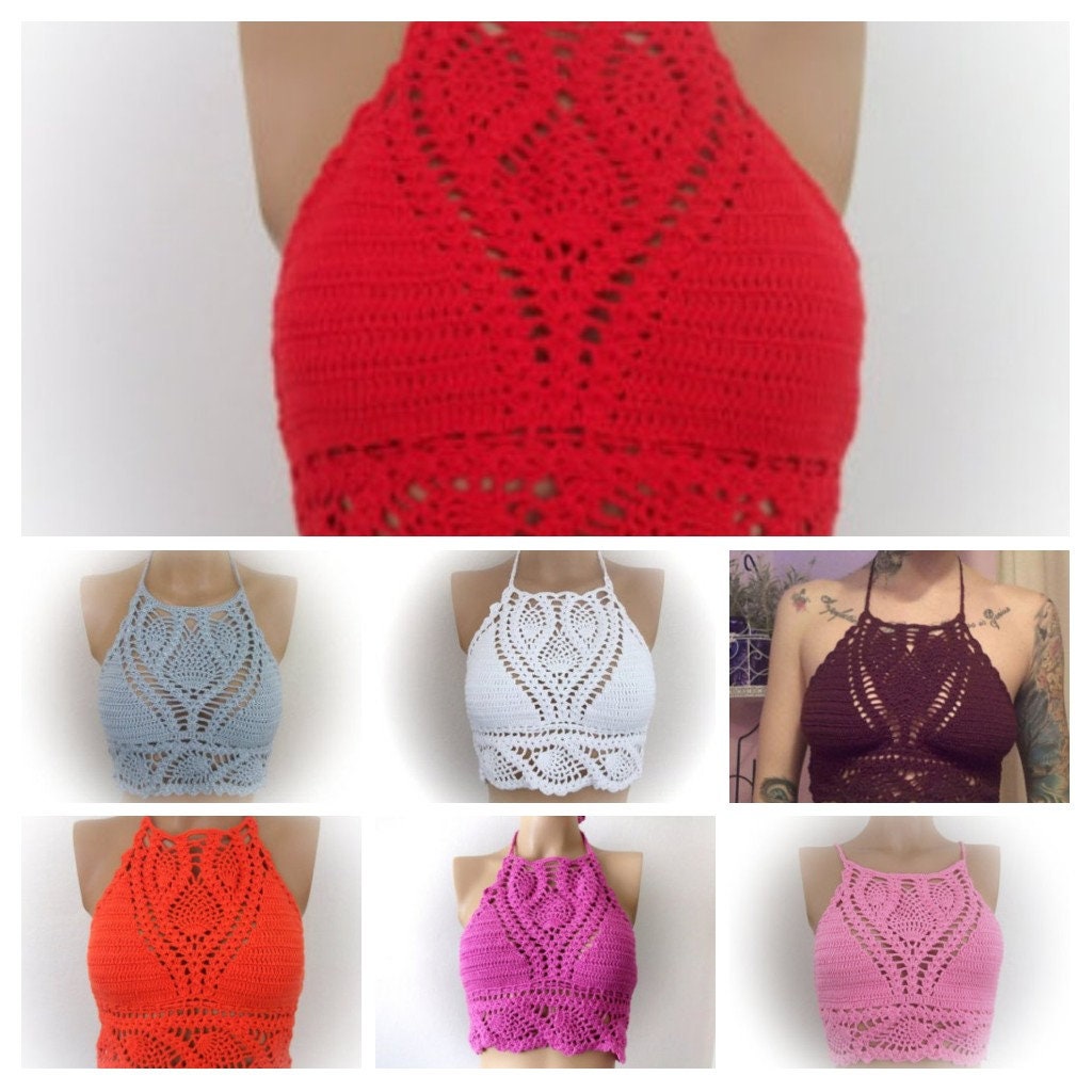 Crochet Halter Top,crochet Halter With a Racer Back,bandeau Top,beach ...