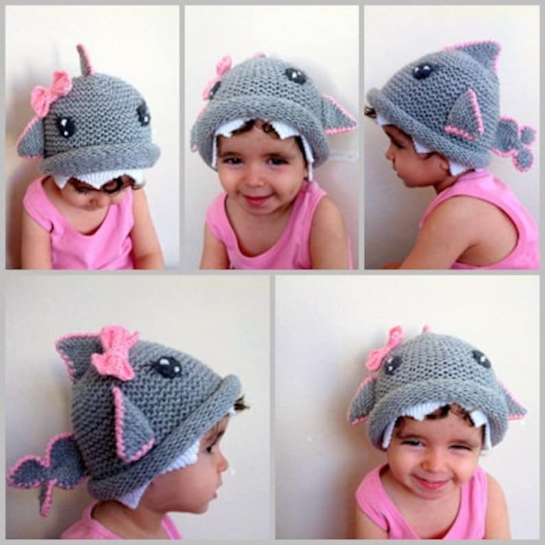 Shark Hat -girl or Boy-knitting Baby Hat - for Baby or Toddler-gray ...