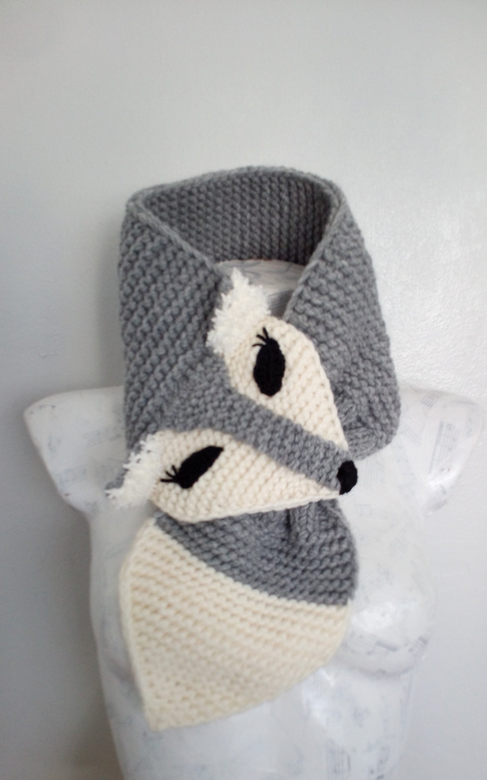 Hand Knit FOX Scarf /knit Fox Scarf /neck Warmer for Kids or Audlt ...