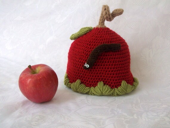 Red Apple Hat -crocheted Baby Hat - for Baby or Toddler-baby Girl or ...