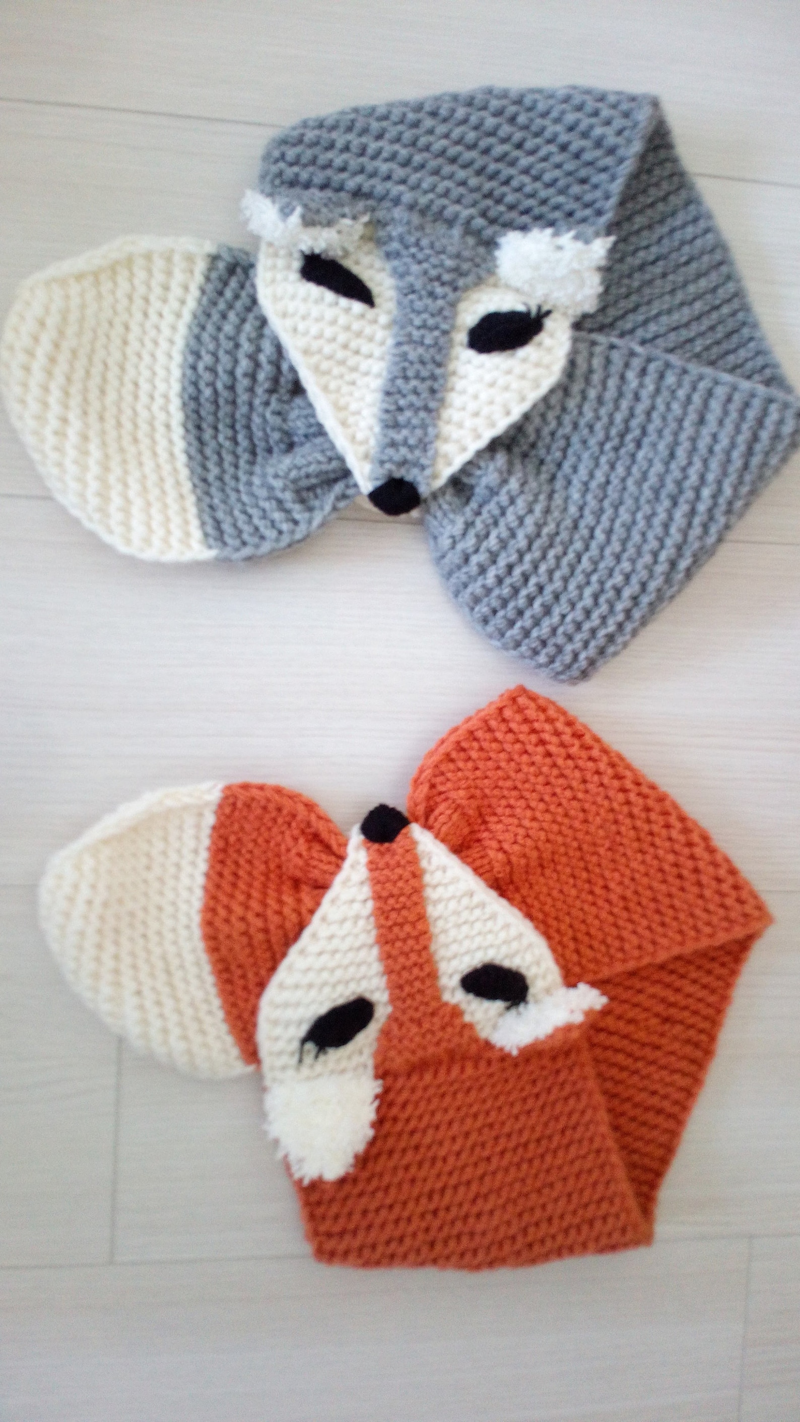 Hand Knit FOX Scarf /knit Fox Scarf /neck Warmer for Kids or Audlt ...