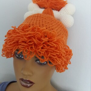 Orange Crochet Flintstone Inspired Pebbles Wig Hat,orange Hair Beanie ...
