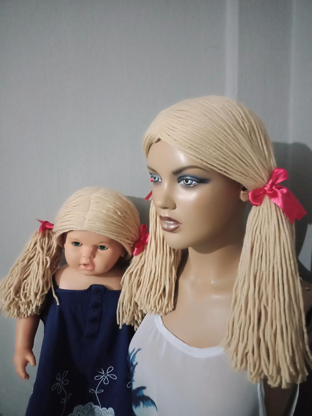Handmade Yarn Wig,blonde Braided Style, Doll Hair, Mannequin Wig ...