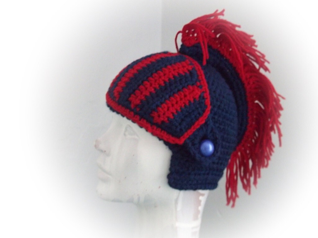 Crochet Knight Hat With Fringe -gladiator-medieval Knight Helmet Hat ...