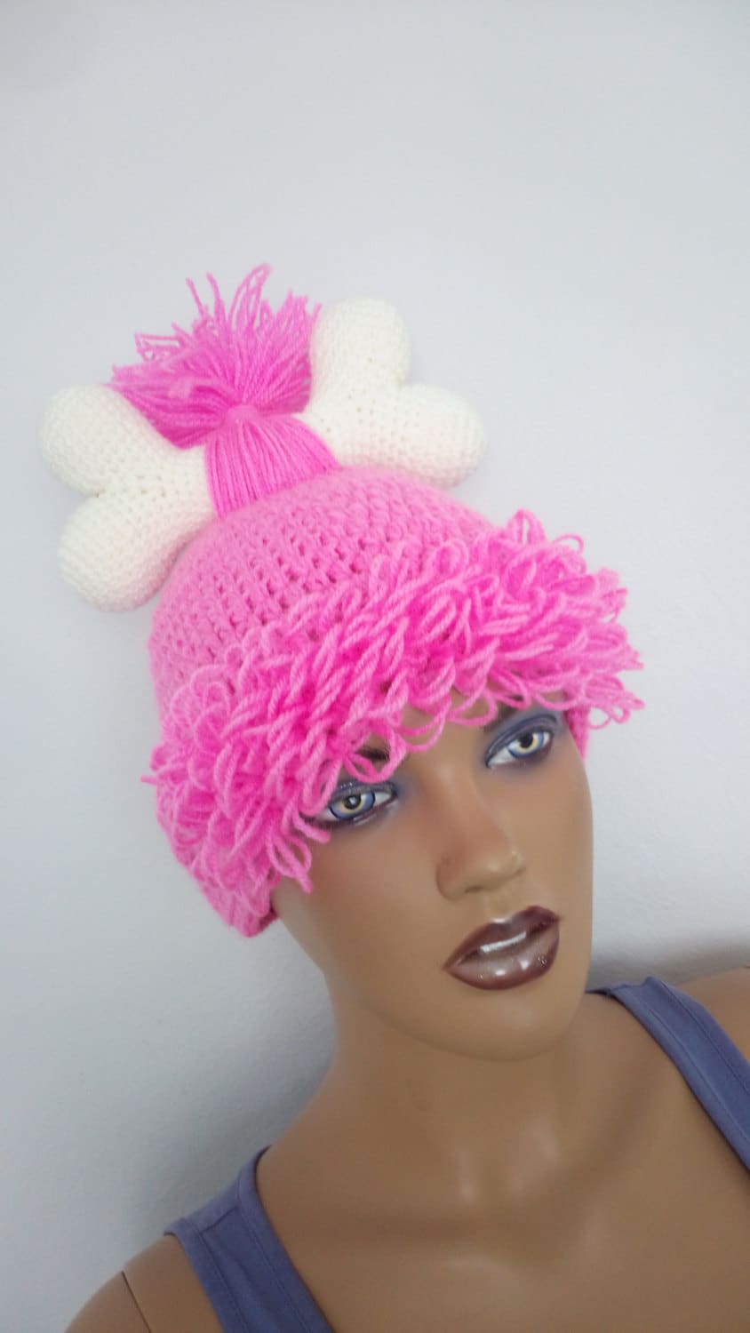 Hot pink Crochet Flintstone Inspired Pebbles Wig HatHot pink | Etsy