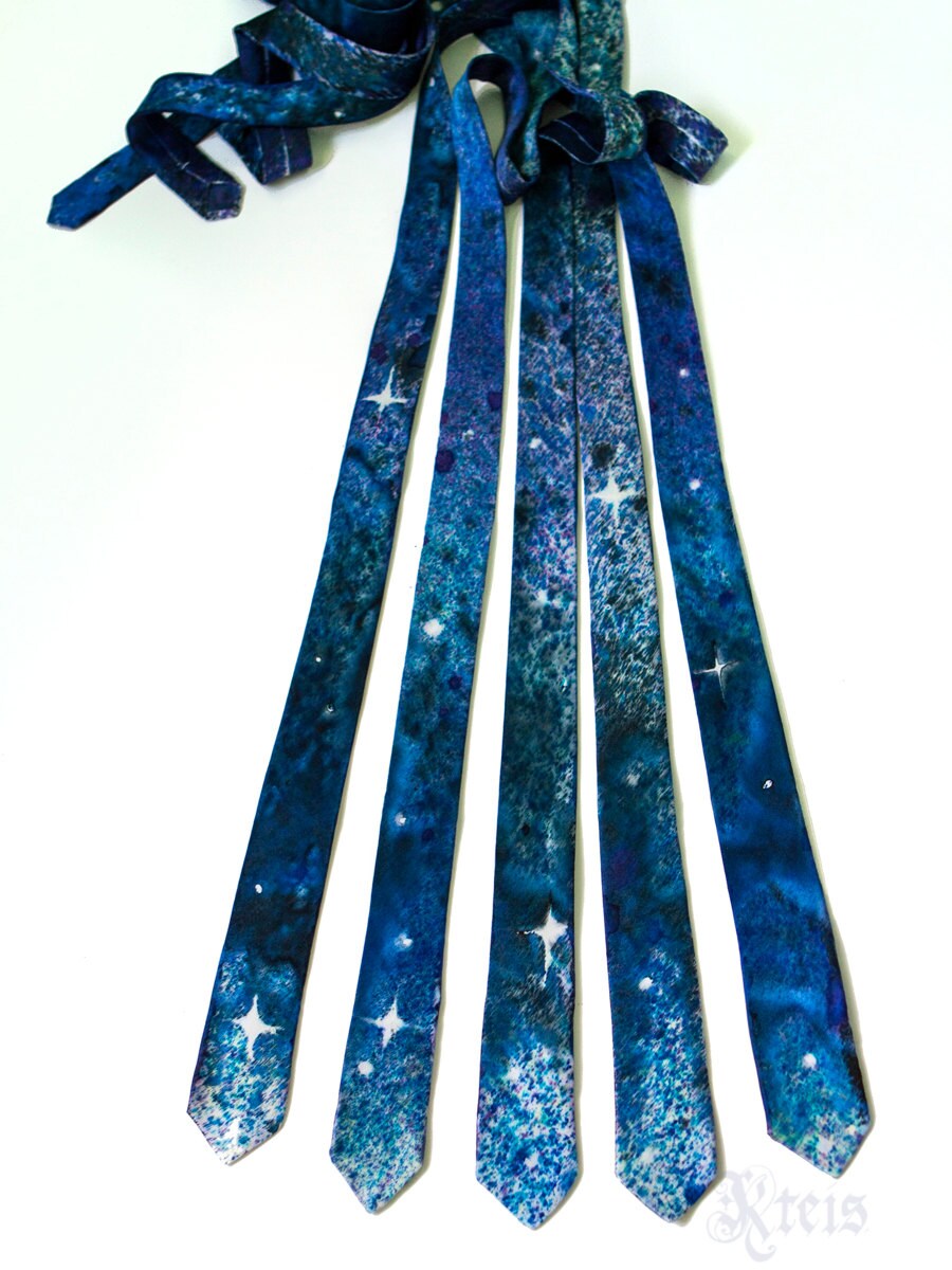 Skinny Galaxy Silk Necktie Stars and Space Tie - Etsy