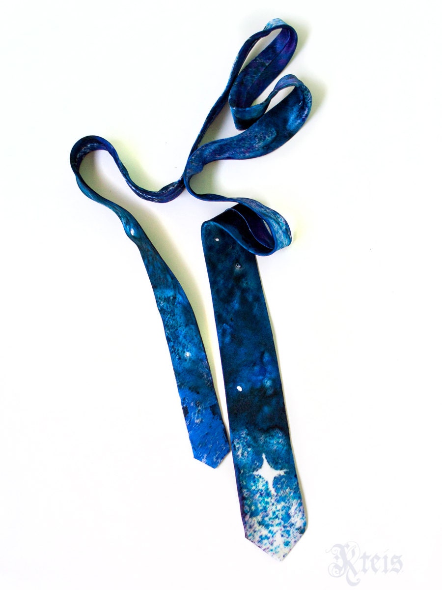 Skinny Galaxy Silk Necktie Stars and Space Tie - Etsy